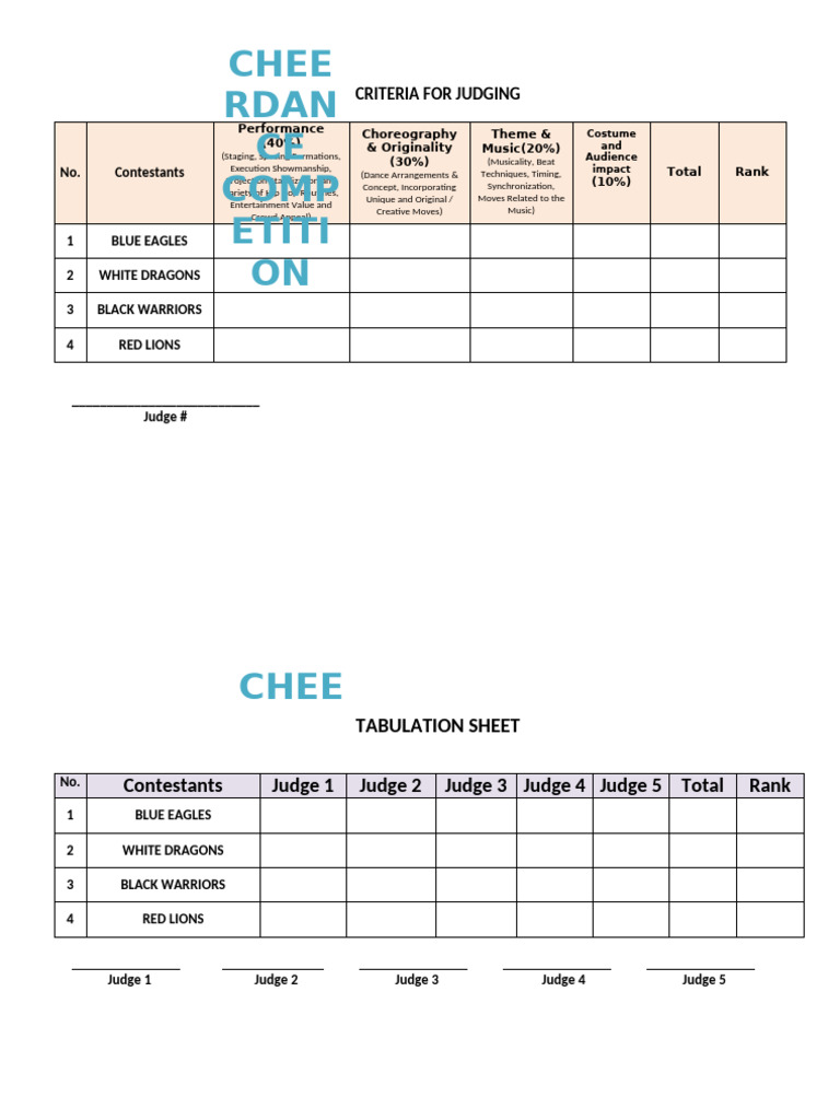 Criteria For Judging Dance Contest | PDF | Performing Arts | Dances