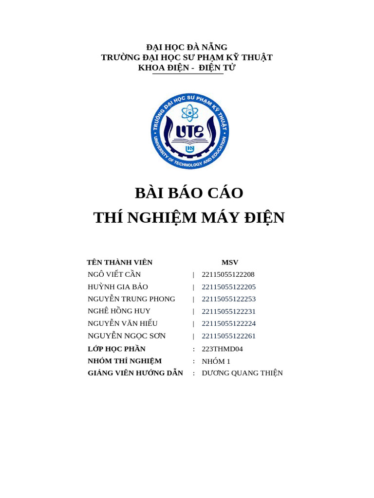 Bài báo cáo thí nghiệm máy điện duc | PDF