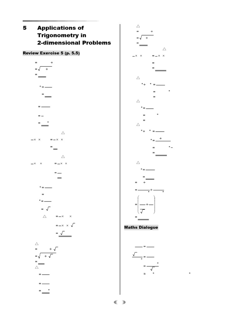 5A05 - Applications of Trigonometry in 2-Dimensional Problems | PDF ...