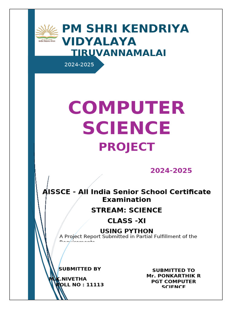 Class 11 Computer Project | PDF | Python (Programming Language ...