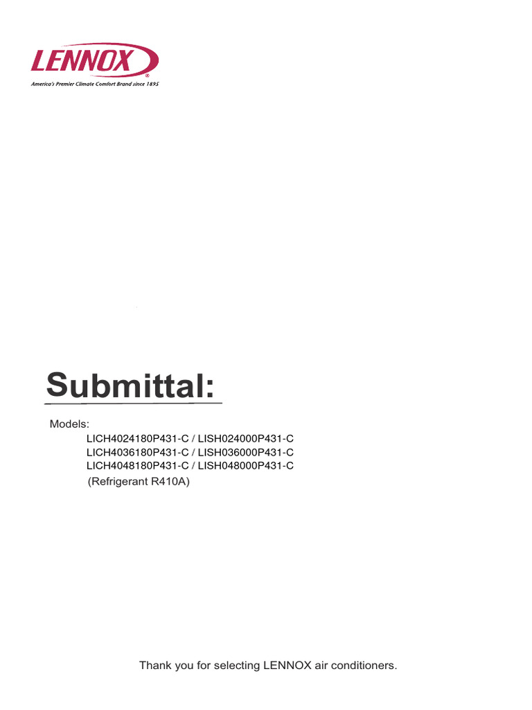 Submittal LICH40 LISH Inverter Lennox | PDF | Electronic Engineering | Electromagnetism