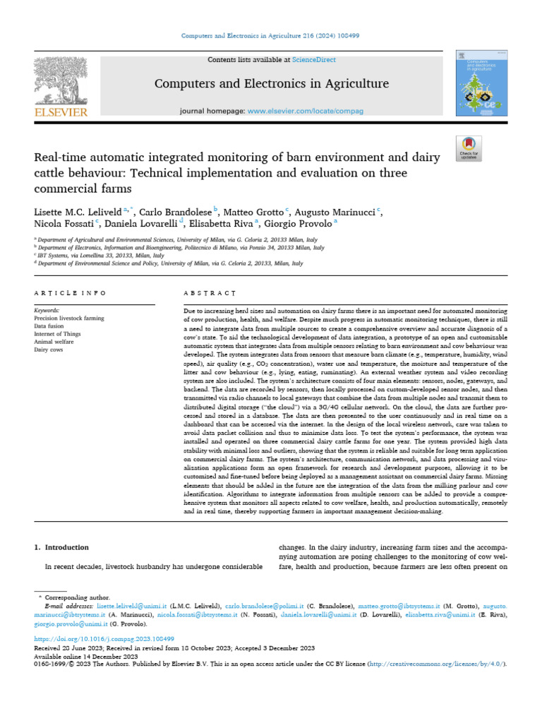 Real-Time Automatic Integrated Monitoring and Feeding System For Dairy ...