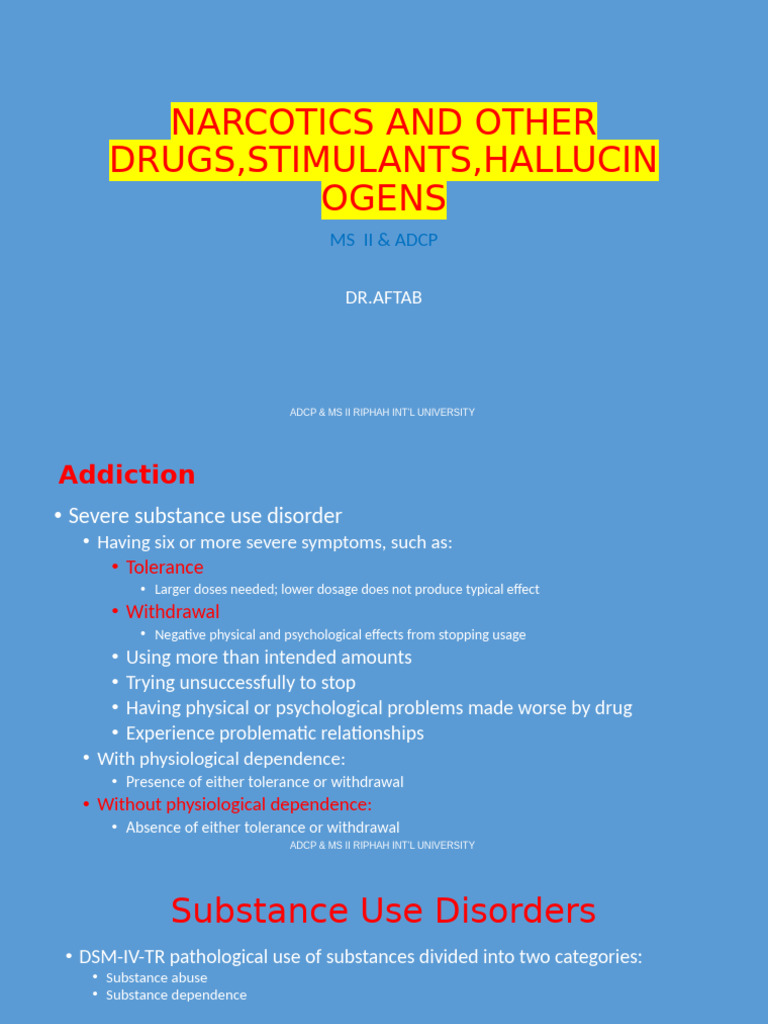 Adcp and Ms Narcotics and Other Drugsweek 6 | PDF | Substance Abuse | Substance Use Disorder