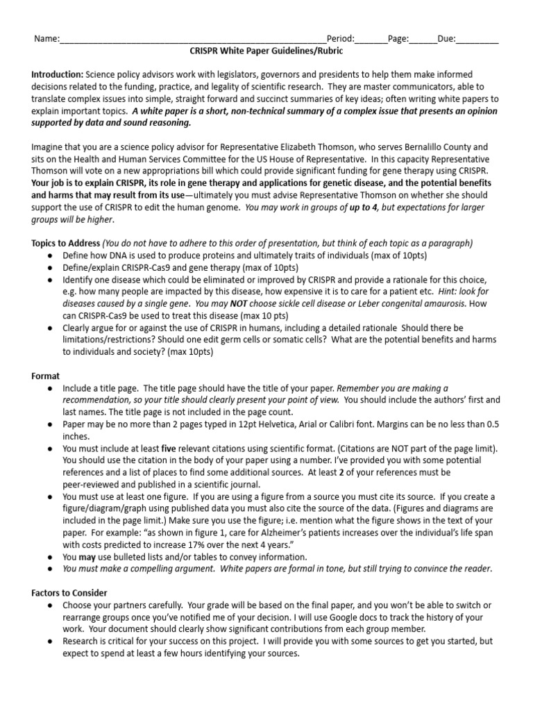 CRISPR Gene Therapy White Paper Guide | PDF | Gene Therapy | Crispr