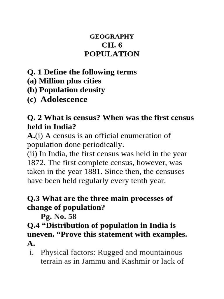 Population class 9 2023-24 | PDF | Economies