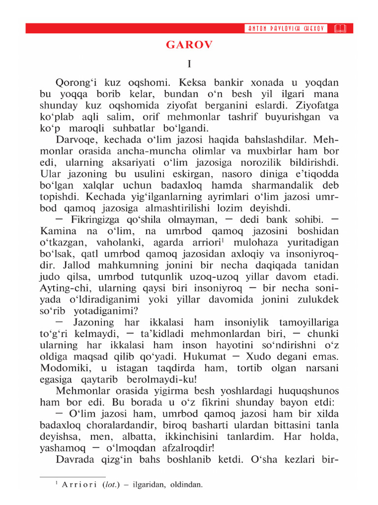 ''Garov'' Hikoyasi | PDF