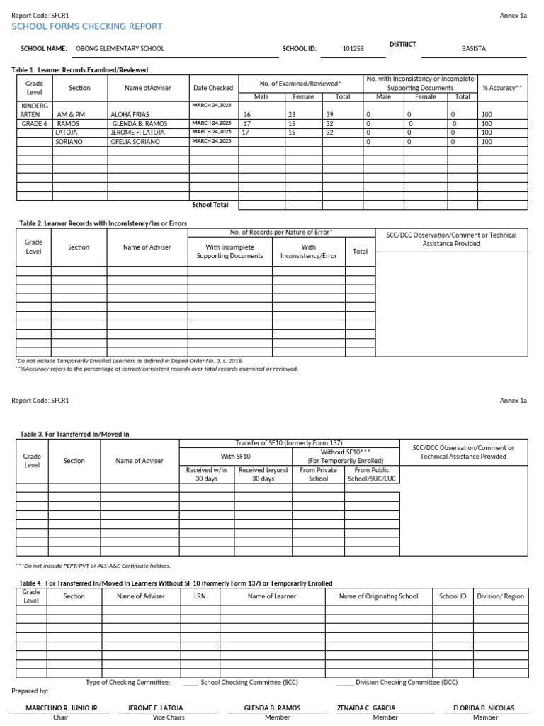 School-Forms-Checking-Report | PDF