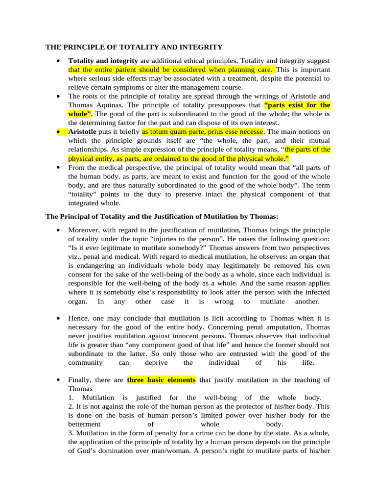 Totality and Integrity in Medical Ethics | PDF | Surrogacy | Infertility