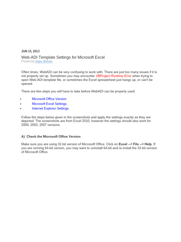 Web-ADI Excel Setup for Oracle R12 | PDF | Microsoft Excel | Microsoft ...
