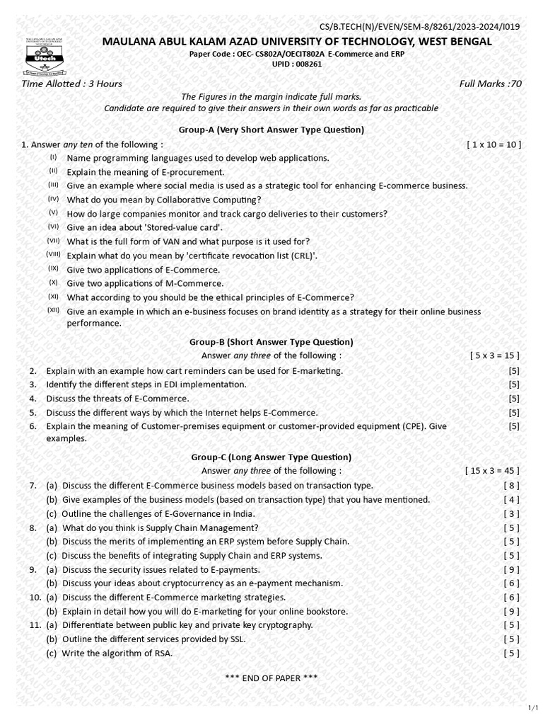 CSE 8th Sem Question Papers 2022 and 2023 | PDF | Denial Of Service Attack | Internet Of Things
