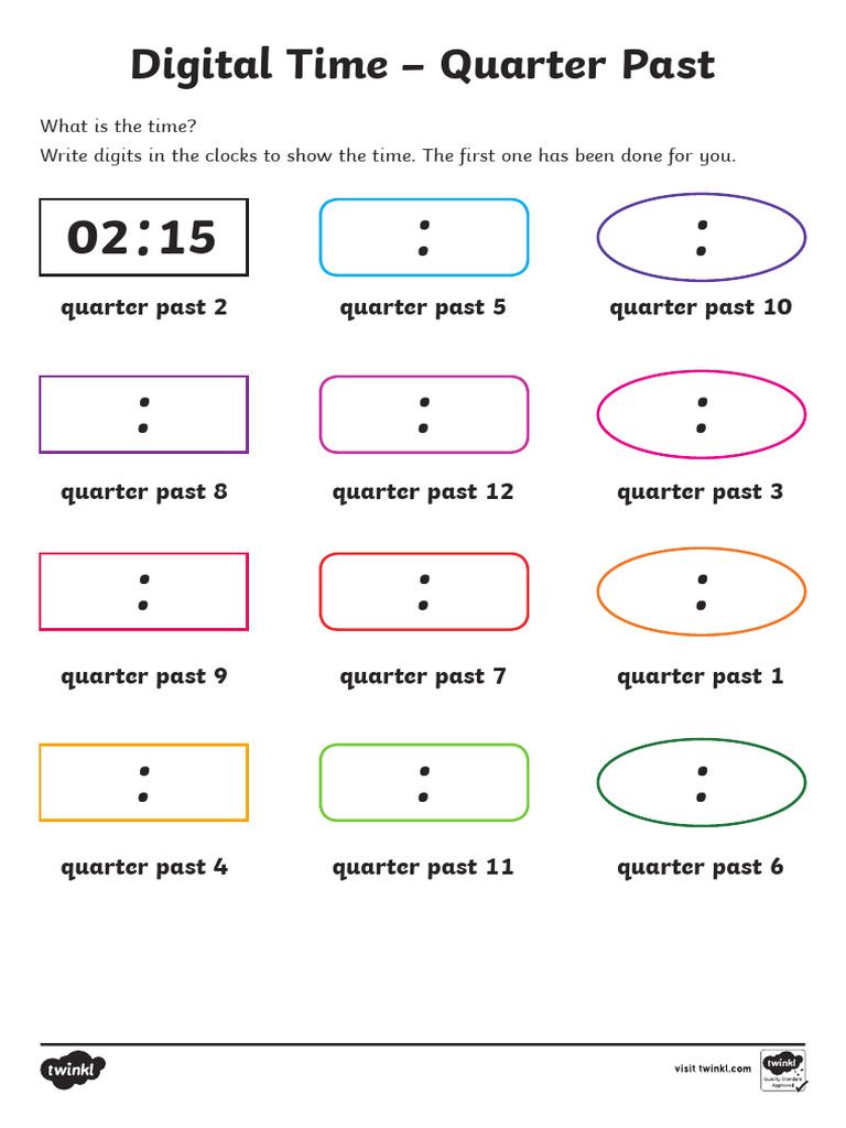 Digital Time - Quarter Past | PDF