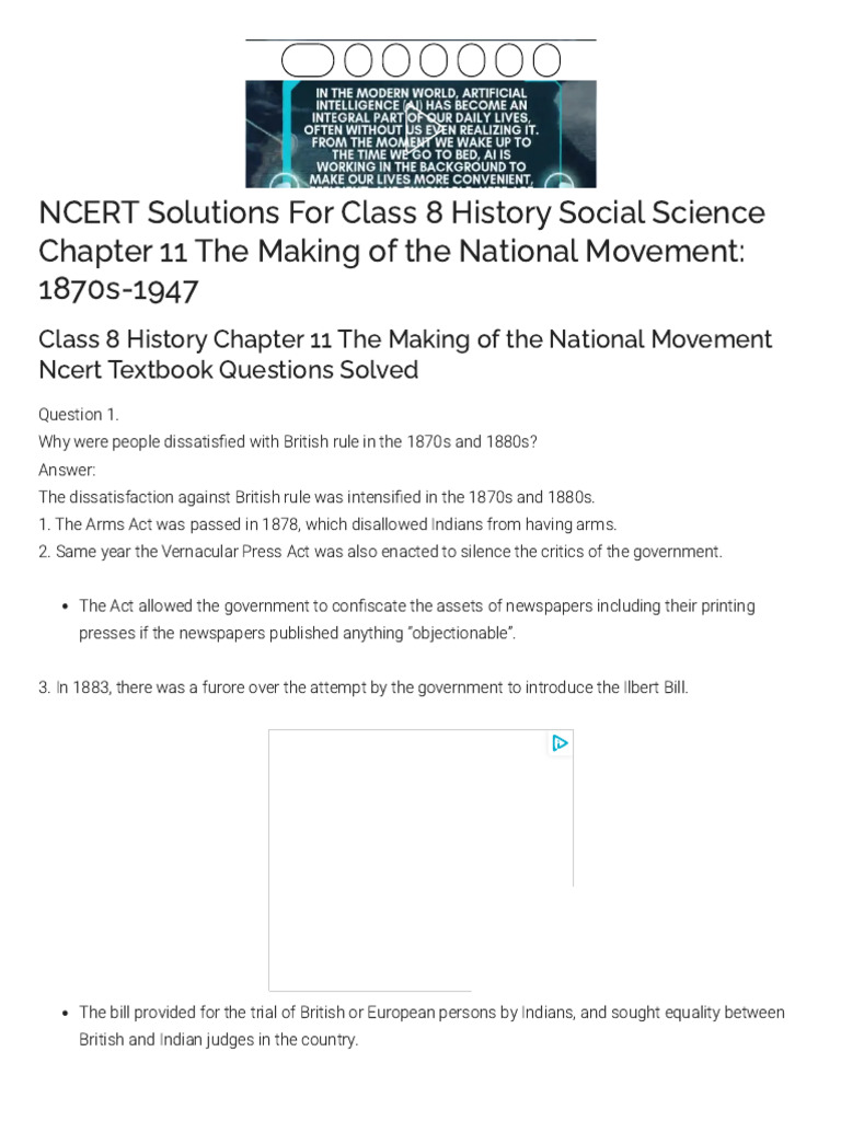 NCERT Solutions for Class 8 History Social Science the Changing World of Visual Arts | PDF ...