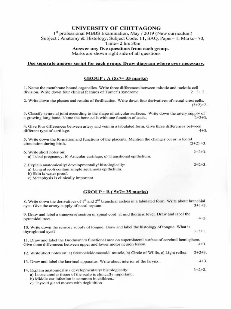 2019 May Anatomy Saq - MCQ Cu | PDF | Aorta | Heart