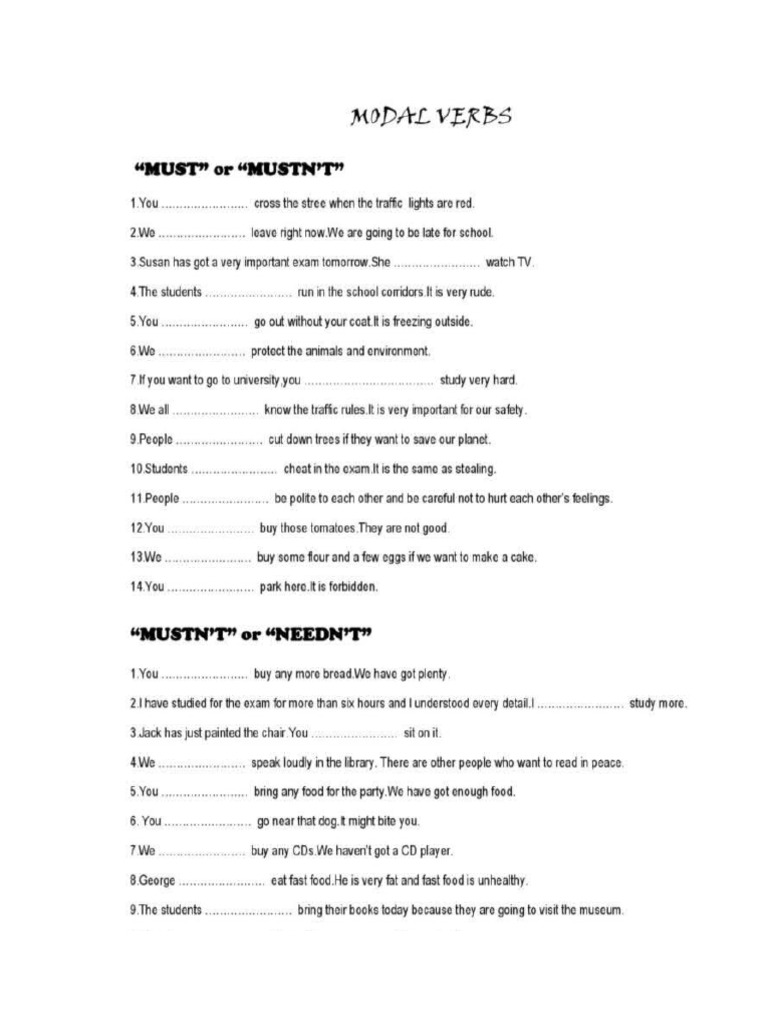 Must - Mustn't | PDF