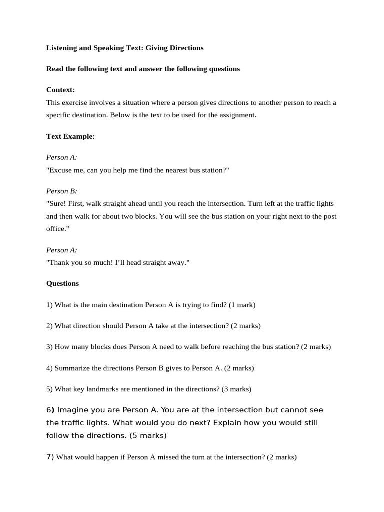 Listening and Speaking Text (Mcebo) | PDF | Intersection (Road) | Traffic