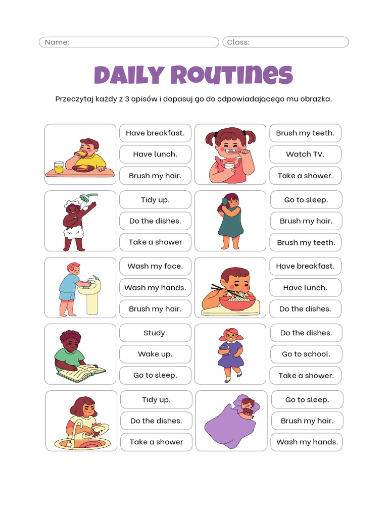 Daily Routines Worksheet | PDF