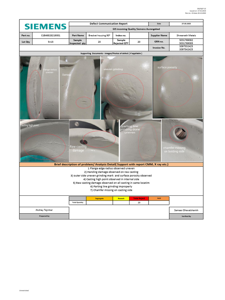 Nandhu Coats Defect Report | PDF | Materials | Applied And ...