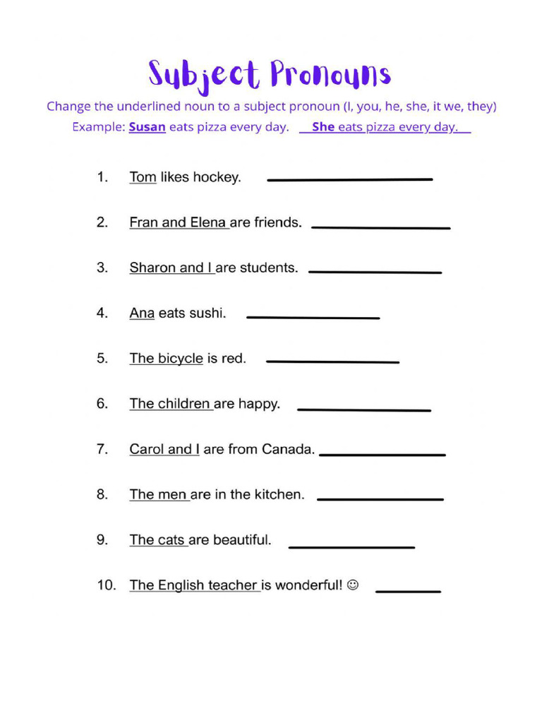 Subject Pronouns. | PDF