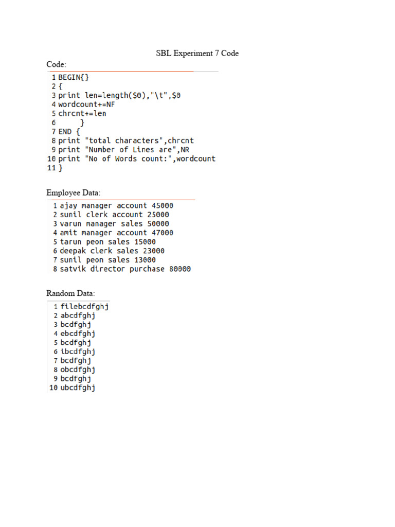 SBL Experiment 7 Code | PDF