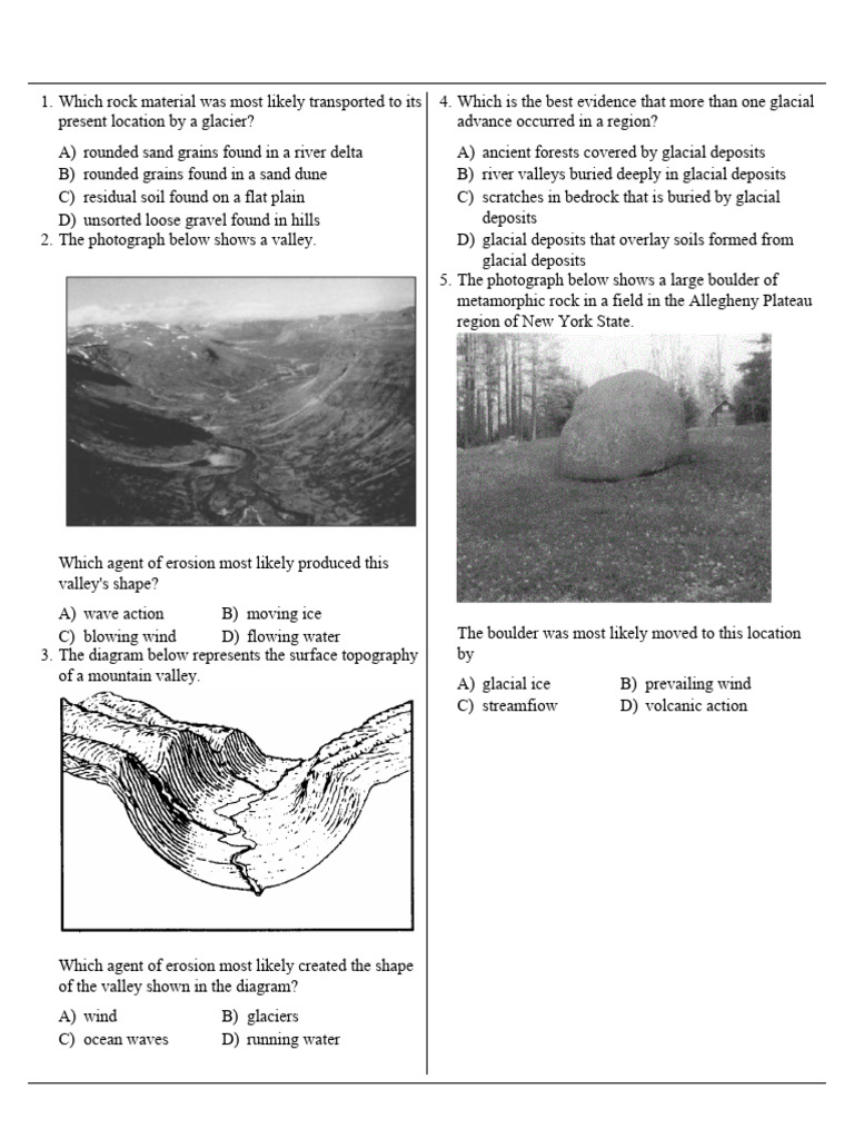 Glacier and Wind Erosion Question | PDF | Glacier | Erosion