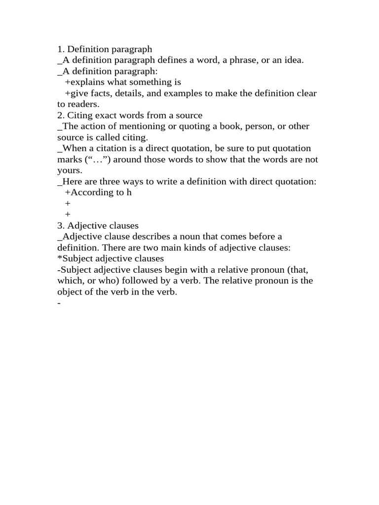 Definition Paragraph | PDF