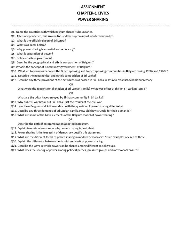 Assignment CH.1 Power Sharing | PDF