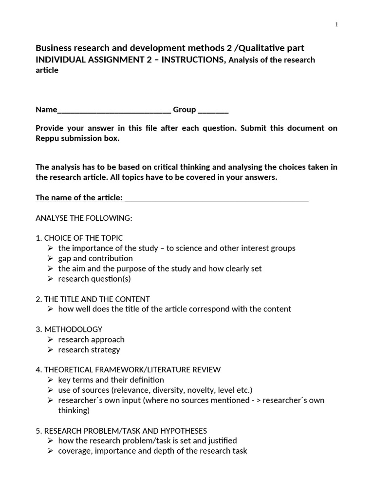 Final Individual Assignment 2 - Instructions | PDF | Methodology | Qualitative Research
