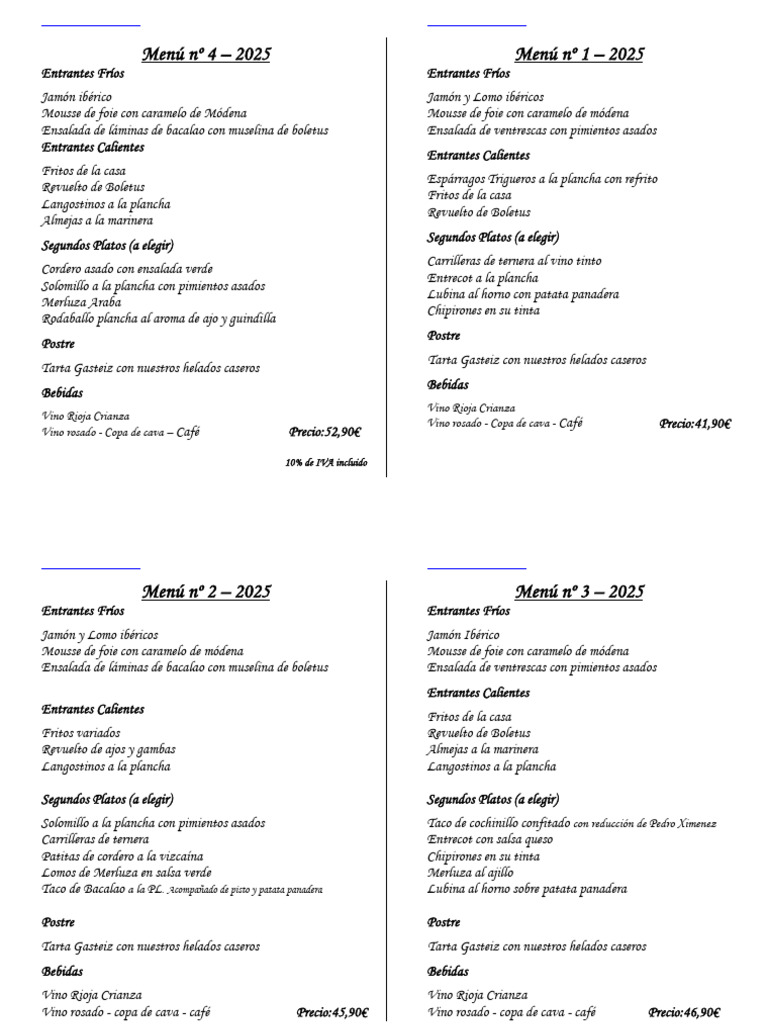 Menús Gourmet 2025 en Restaurante Araba | PDF | Cocina | Alimentos