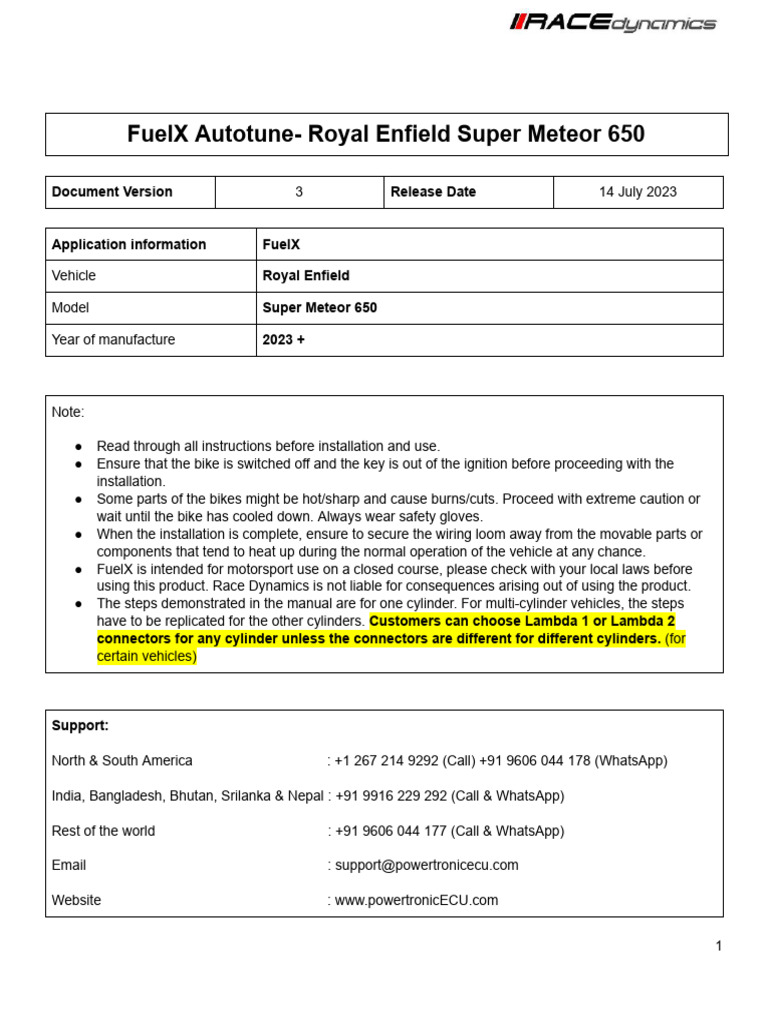 FuelX Autotune Guide for Super Meteor 650 | PDF | Electrical Connector ...