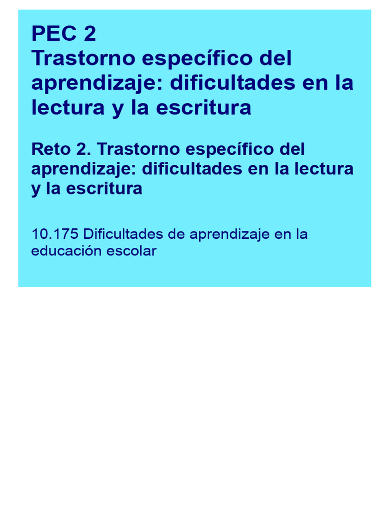 Reto2 Enunciado PEC CAST | PDF | Dislexia | Evaluación