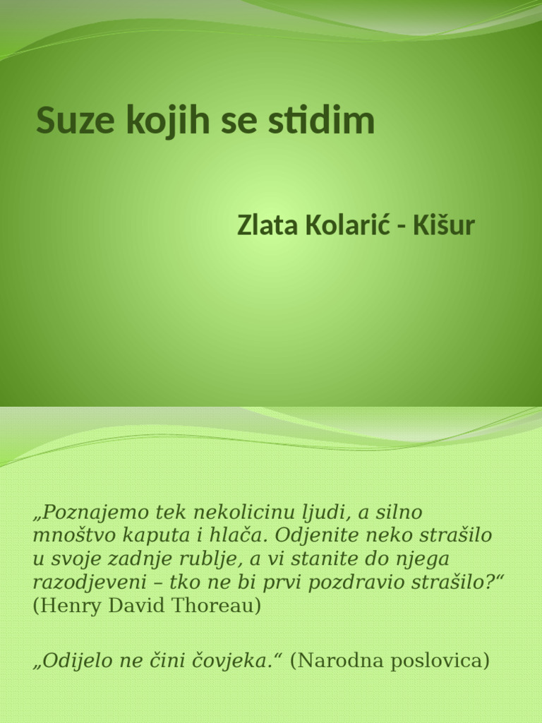Suze Kojih Se Stidim, Zlata Kolarić-Kišur | PDF