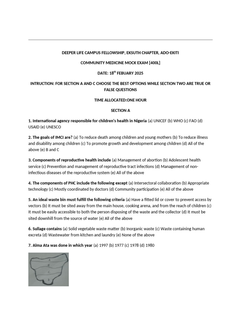 Deeper Life Campus Fellowship Mock Exam in Commed | PDF | Malnutrition | Vaccines