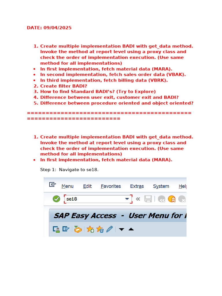 Classic BAdI (09-04-2025) | PDF | Method (Computer Programming) | Class ...