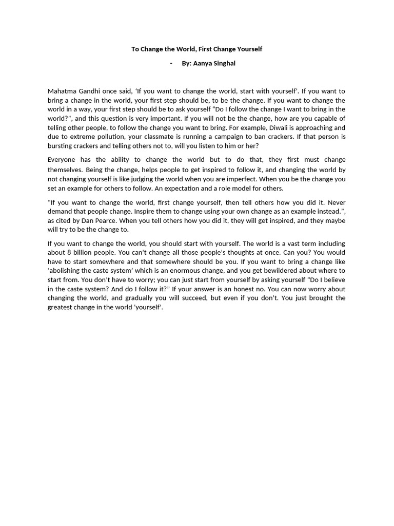 Change the World by Changing Yourself | PDF