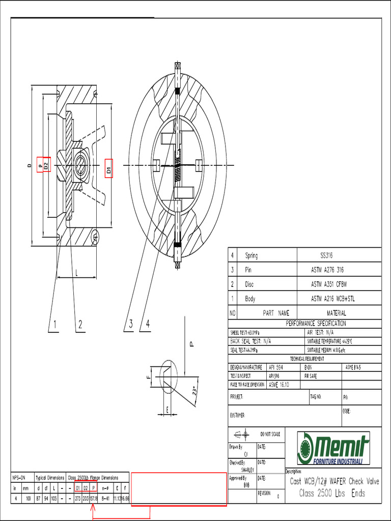 Wafer Check Valve 2500lbs-4in (C) | PDF