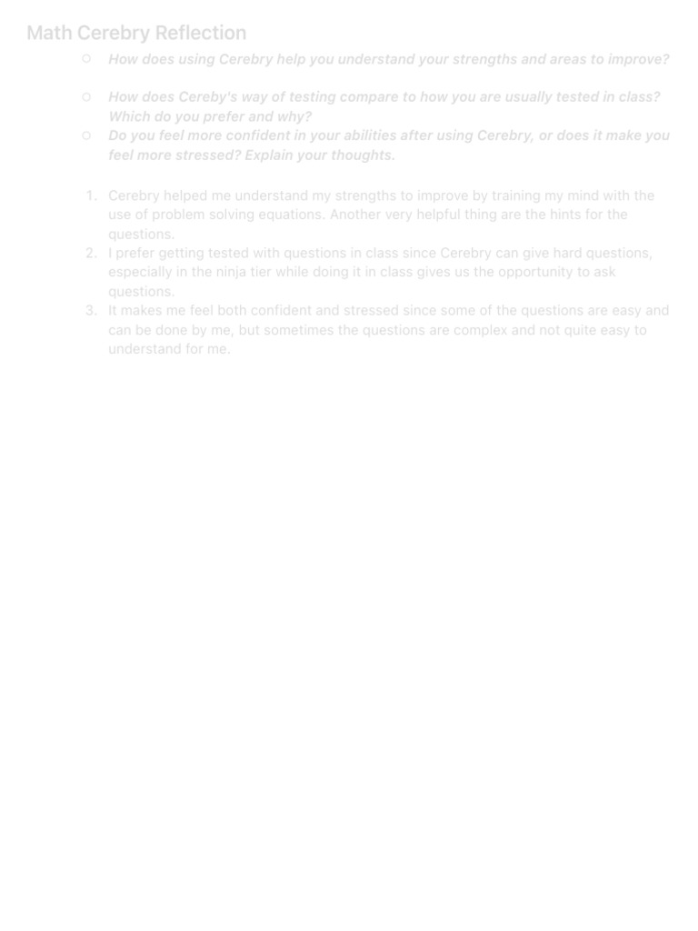 Cerebry Reflection: Strengths & Testing Preferences | PDF