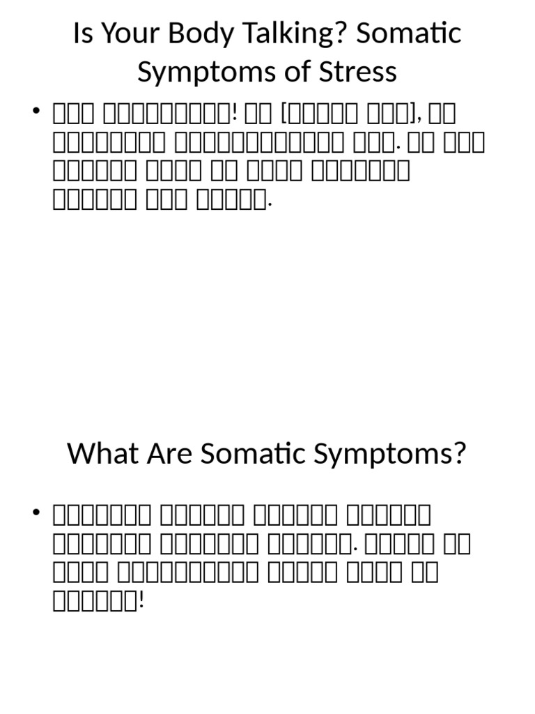 Somatic Symptoms of Stress Marathi PPT Animated | PDF
