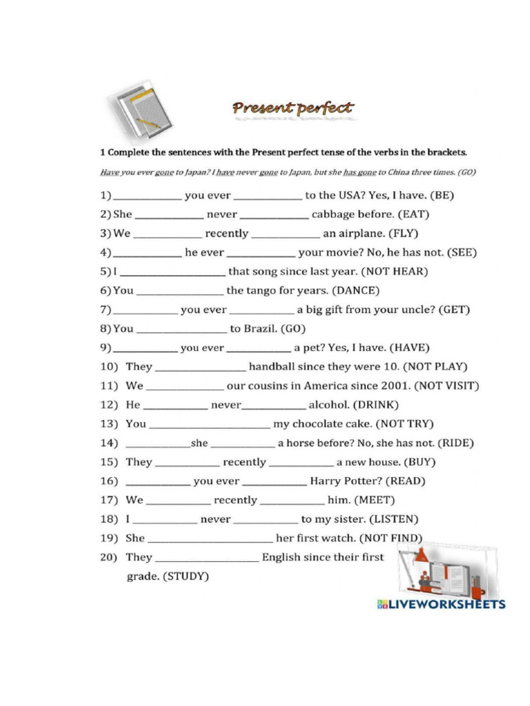 Present Perfect Tense Exercise 2 | PDF
