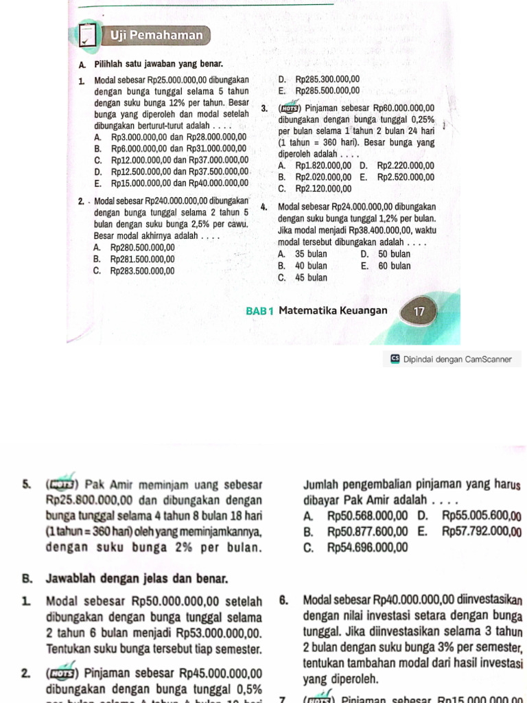 Latihan Soal Bunga Tunggal | PDF