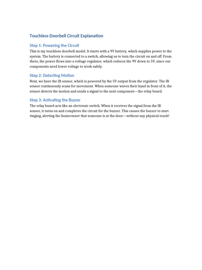 Touchless Doorbell Circuit Explanation | PDF