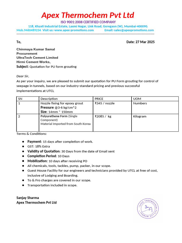 PU Form Grouting | PDF