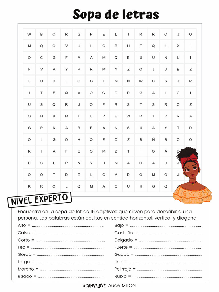 Encanto Sopa de Letras Descripcion Fisica | PDF
