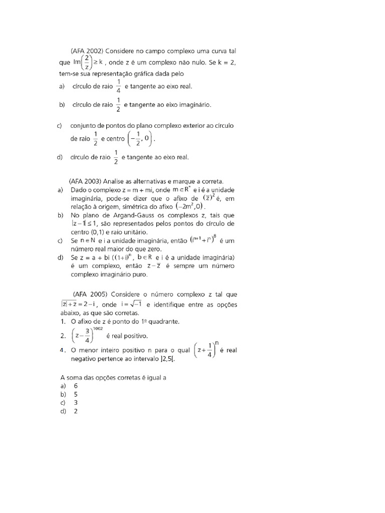 8 - Números Complexos - Forma Algébrica | PDF