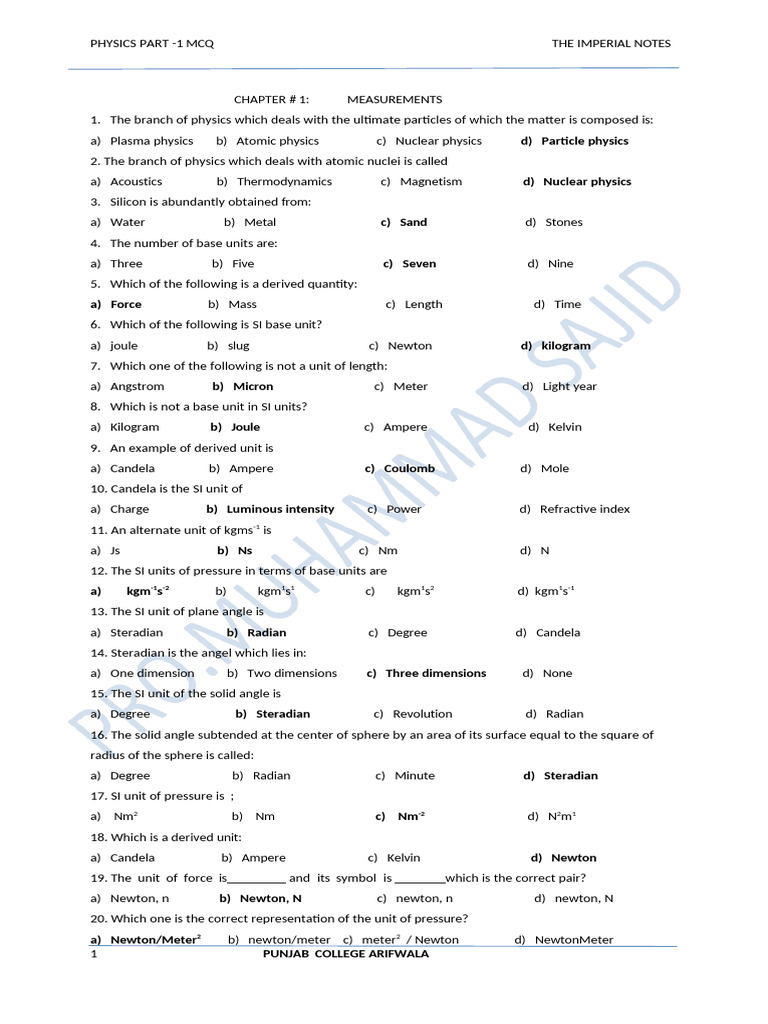 PHY PART I SOL CLEANED No Watermark | PDF | Acceleration | Force