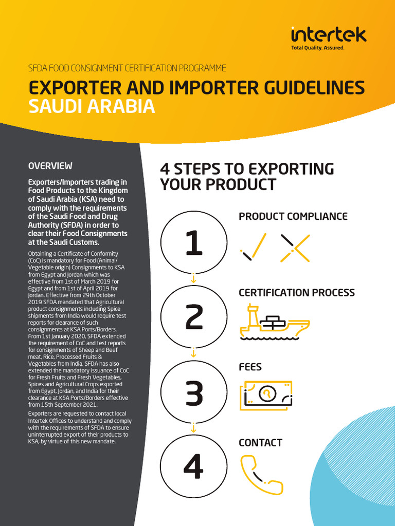 SFDA Food Export Certification Guide | PDF | Foods | Saudi Arabia