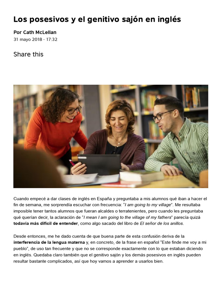 Uso del genitivo sajón en inglés | PDF | Mecánica del lenguaje ...