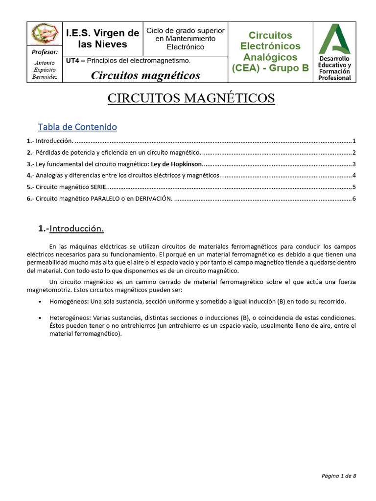 Circuitos Magnéticos | PDF | Corriente eléctrica | Campo magnético