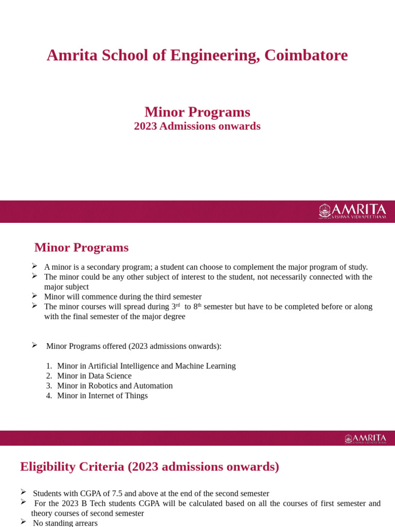 Minor Programs at Amrita School of Engineering | PDF | Academic Degree ...