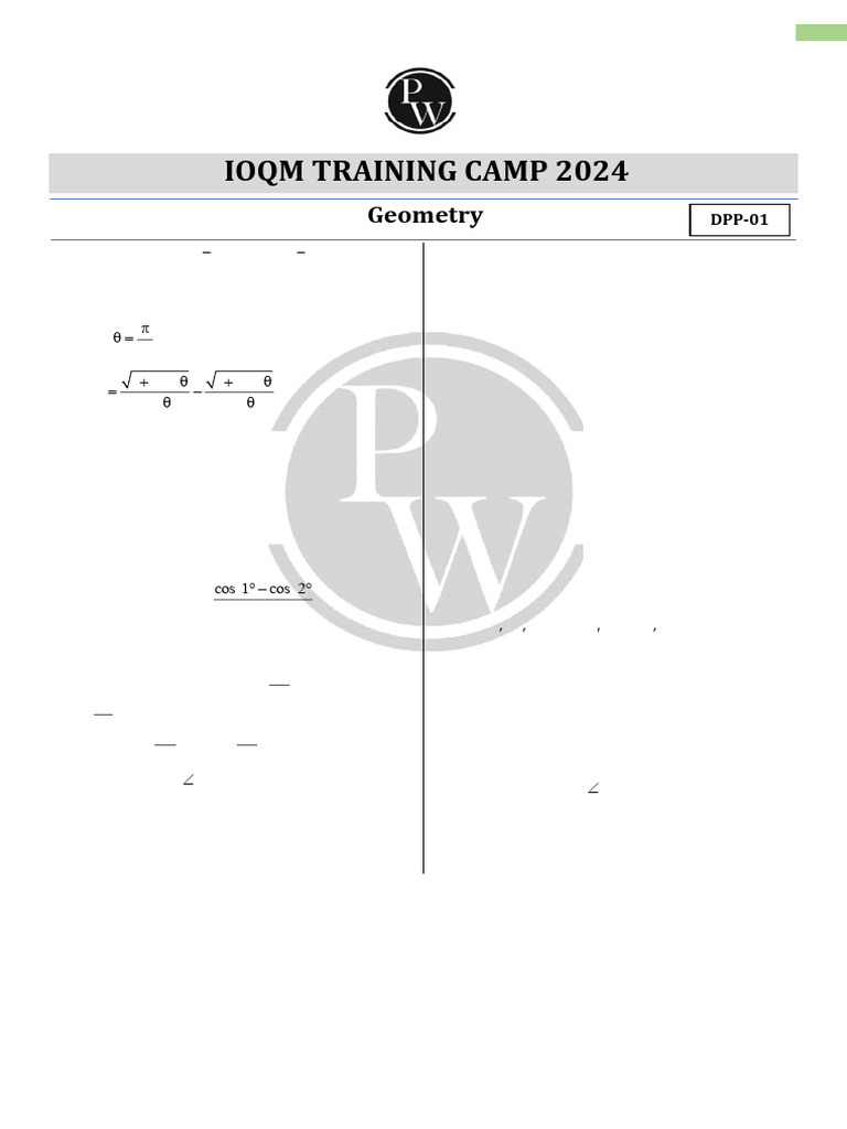 IOQM Geometry Training Camp 2024 | PDF | Euclidean Geometry | Triangle ...