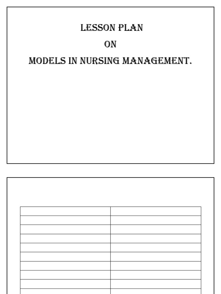 Nursing Management Models Lesson Plan | PDF | Learning | Decision Making